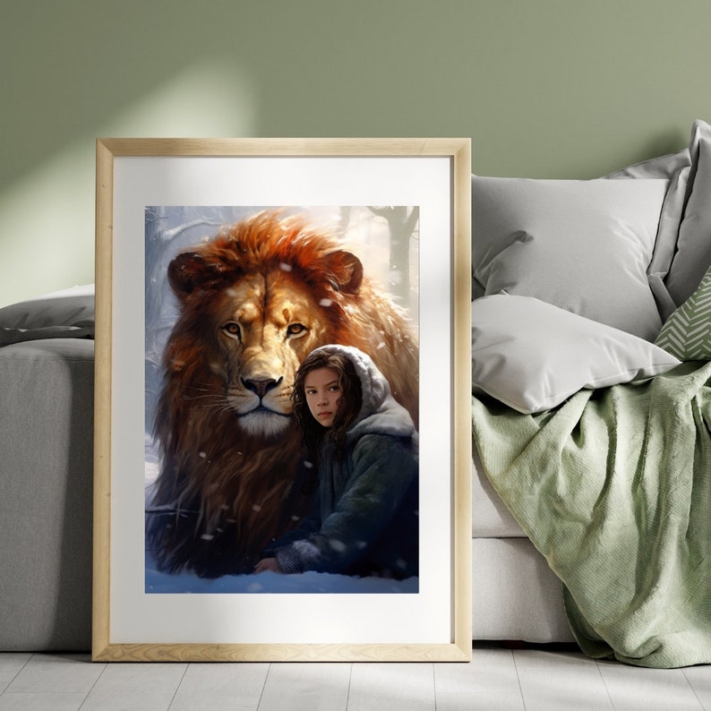 Aslan and Peter, Narnia Digital Poster Art. C.S. Lewis Wall Art ...