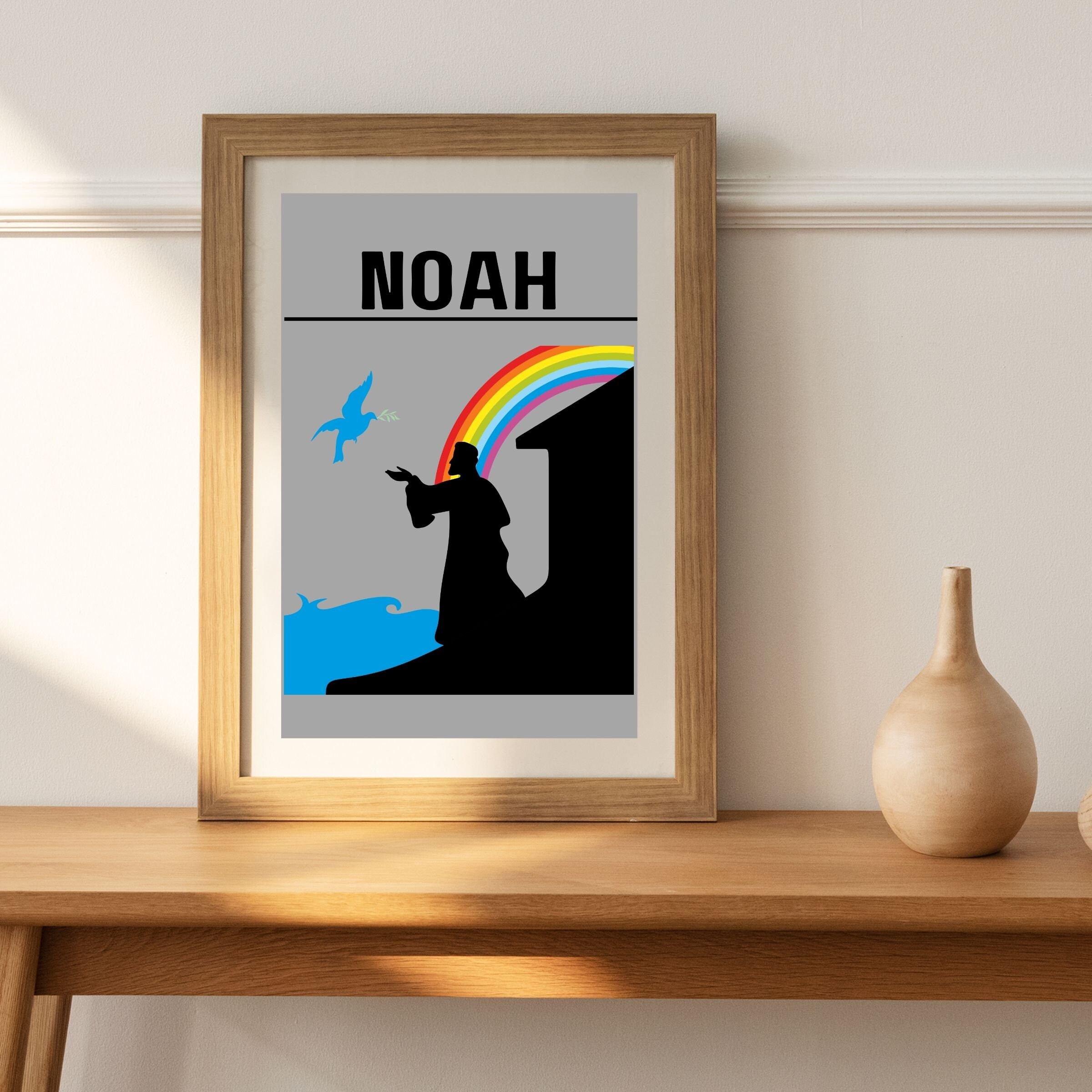 Noah, Digital Bible Wall Art. Scripture Noah and the Ark. Vintage Bible ...