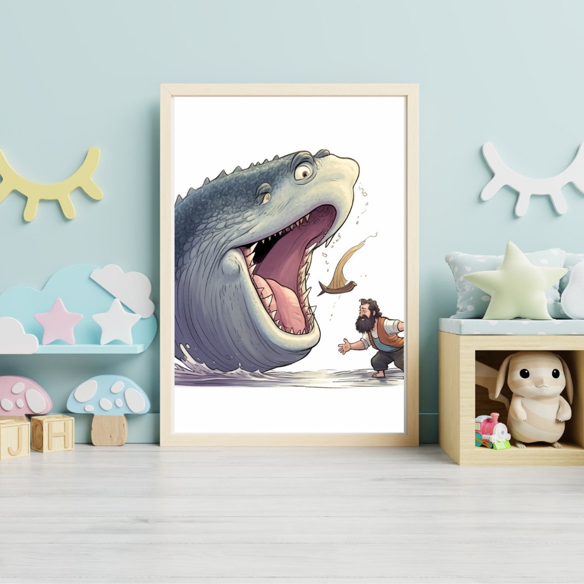 Jonah and the Whale Wall Art, Bible Story, INSTANT DOWNLOAD, Sunday ...