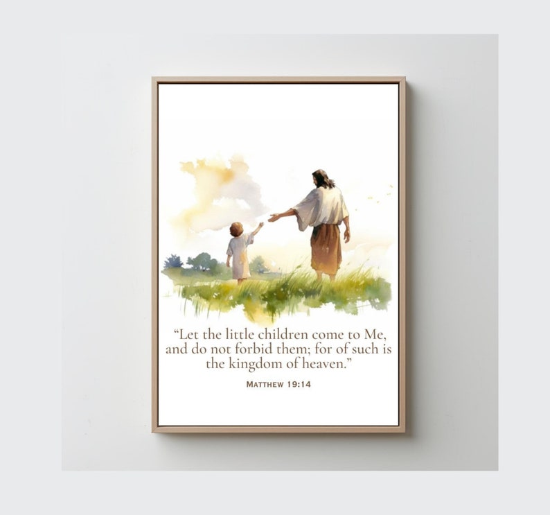 Bible Watercolor Digital Wall Art. Matthew 19:14 Let the Little ...