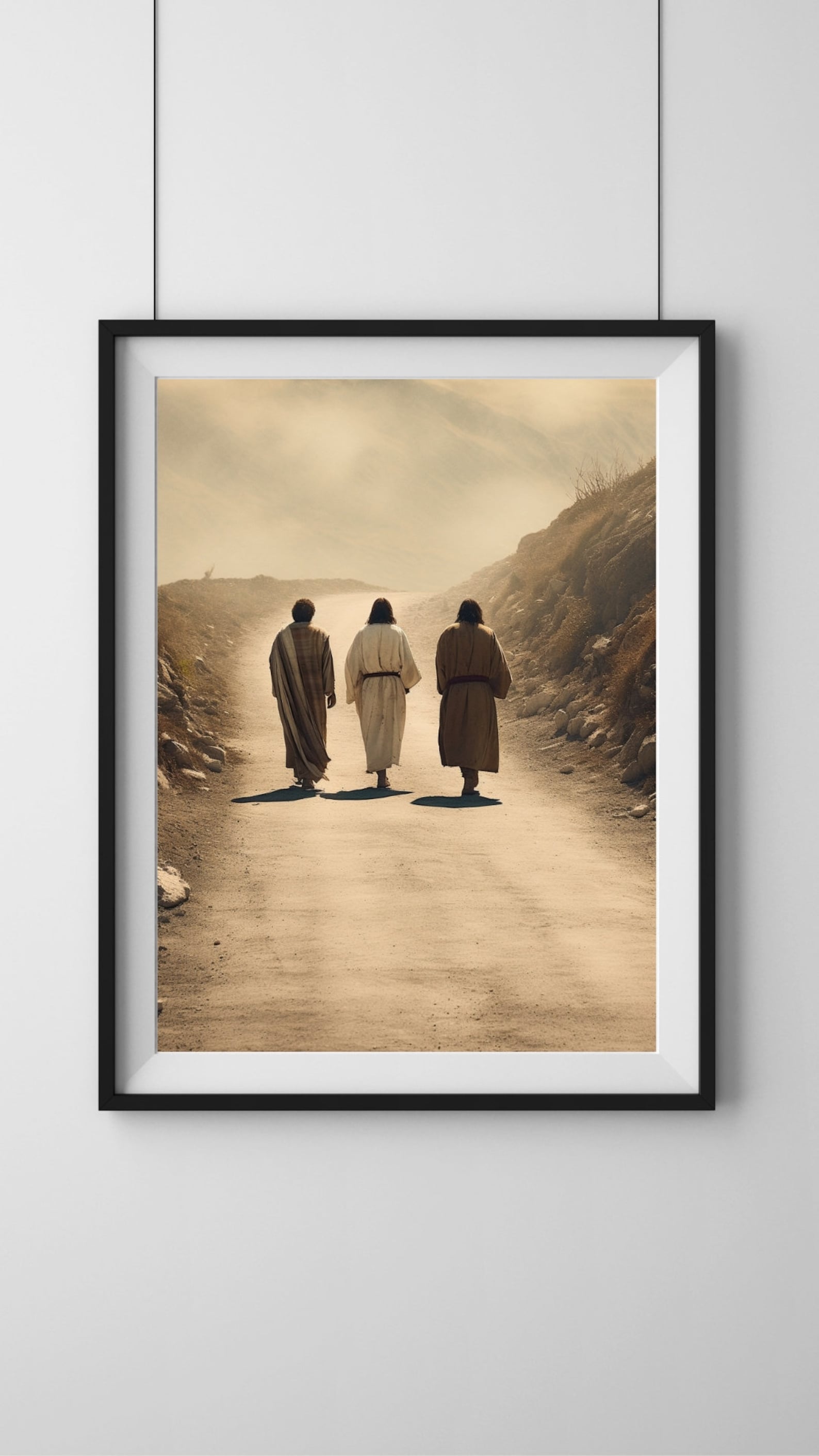 Jesus-walk to Emmaus-print Art-scripture Luke 24. Jesus and Two ...