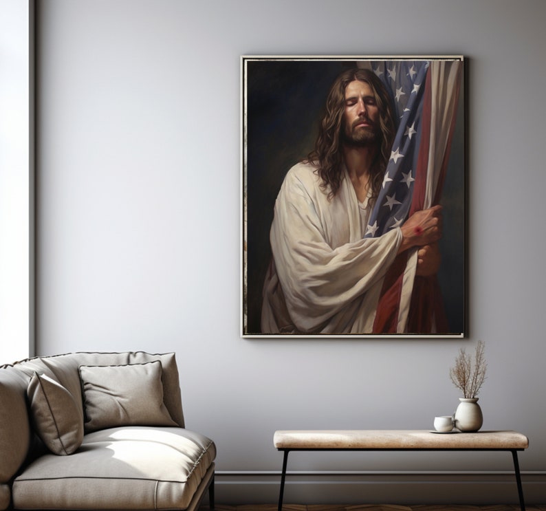 Jesus American Flag Wall Art, Digital Christian Print Art, INSTANT ...