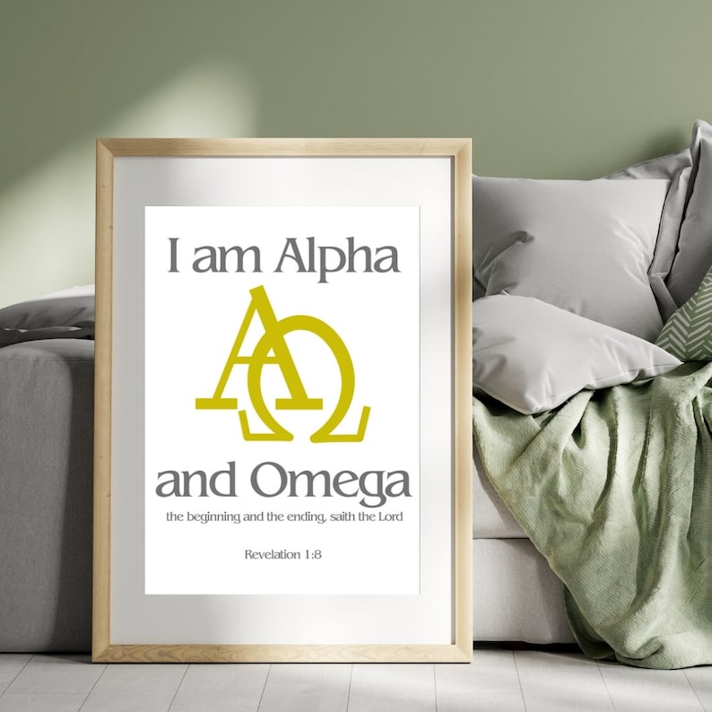 I Am Alpha & Omega, Scripture Verse Poster. Rev 1:8 Bible Wall Art ...