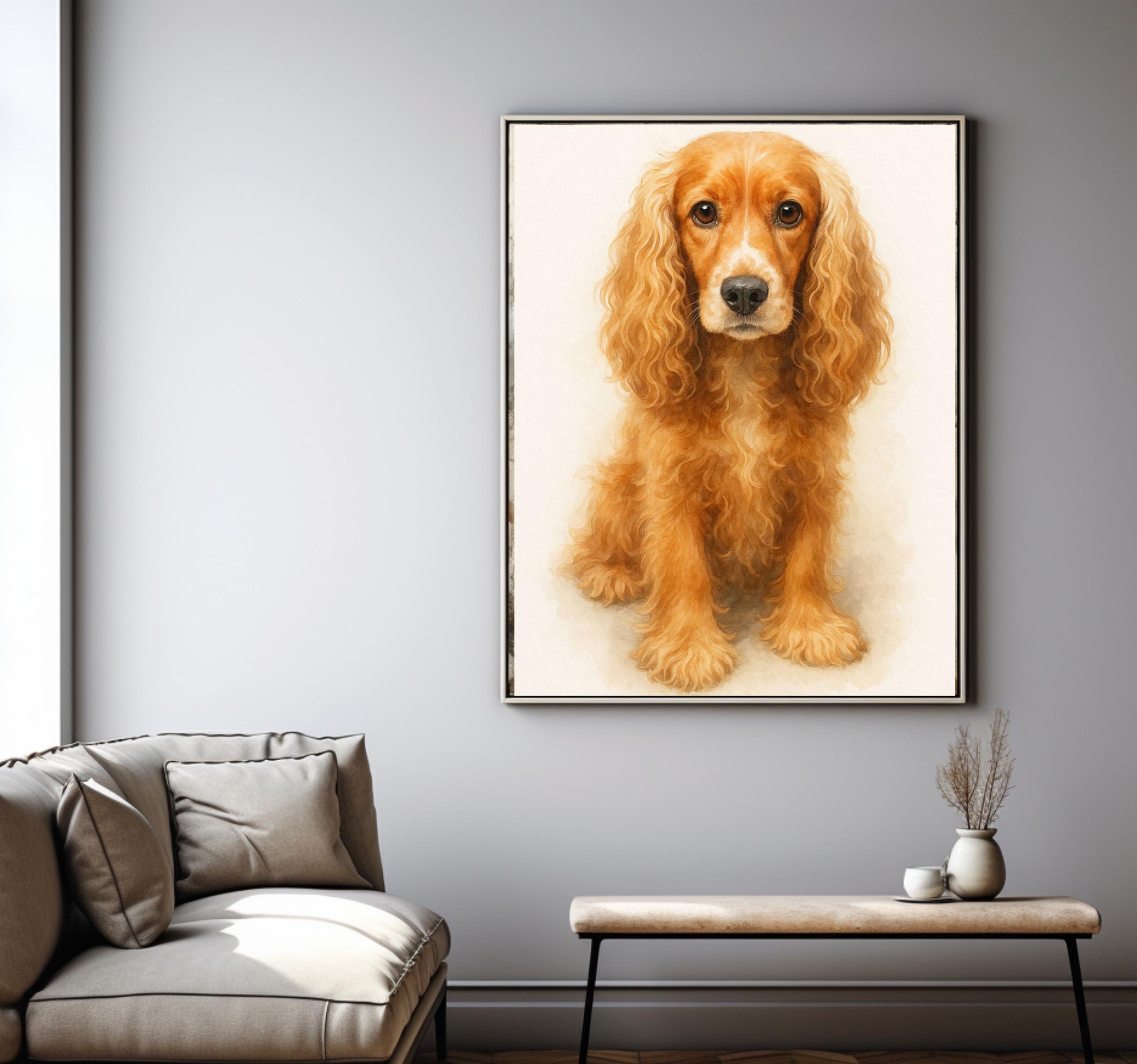 Cocker Spaniel Watercolor Dog Print, Digital Download Wall Art, Pet ...