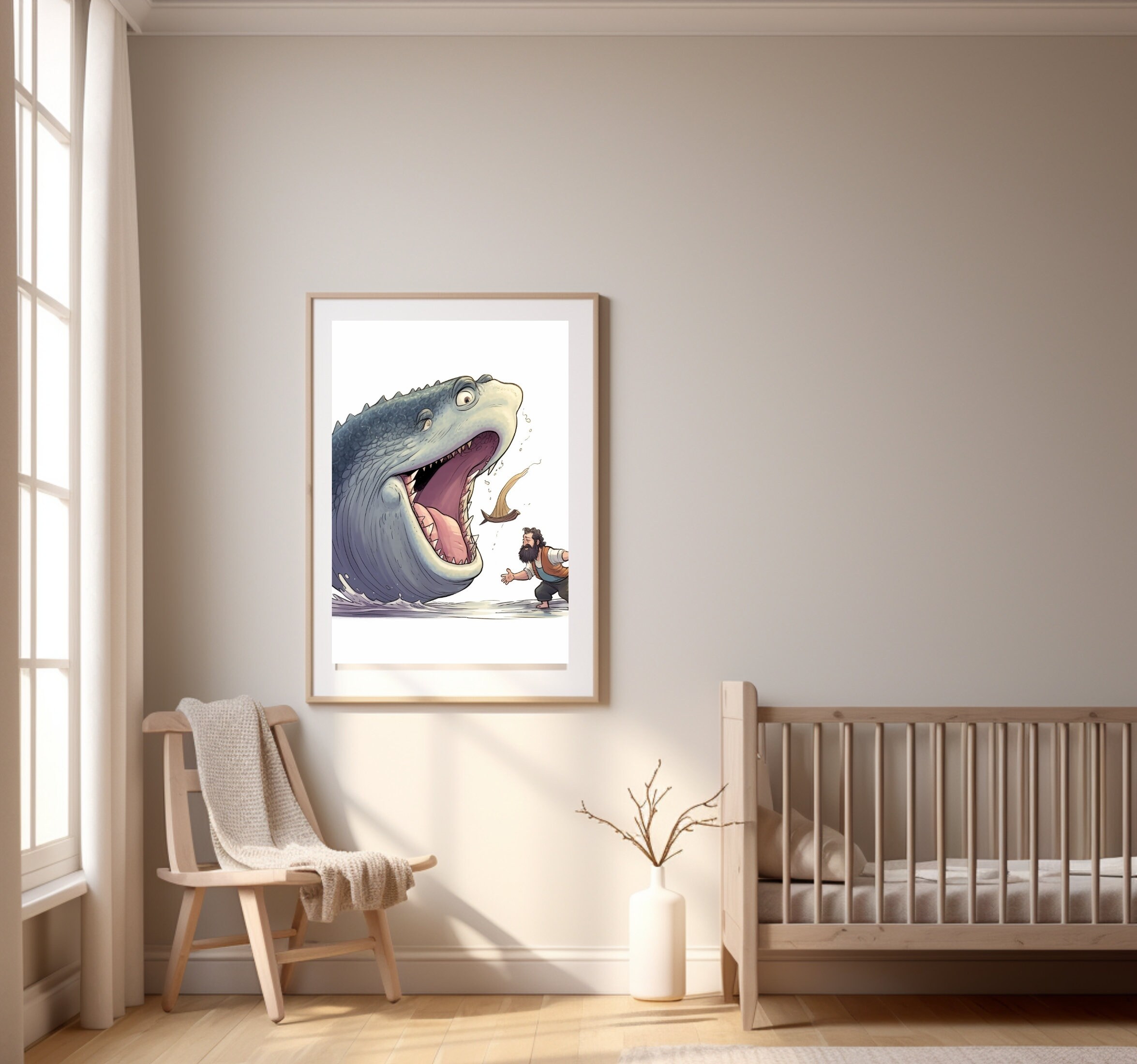 Jonah and the Whale Wall Art, Bible Story, INSTANT DOWNLOAD, Sunday ...