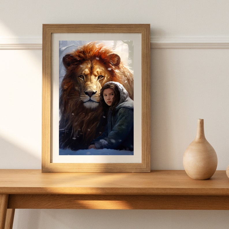 Aslan and Peter, Narnia Digital Poster Art. C.S. Lewis Wall Art ...
