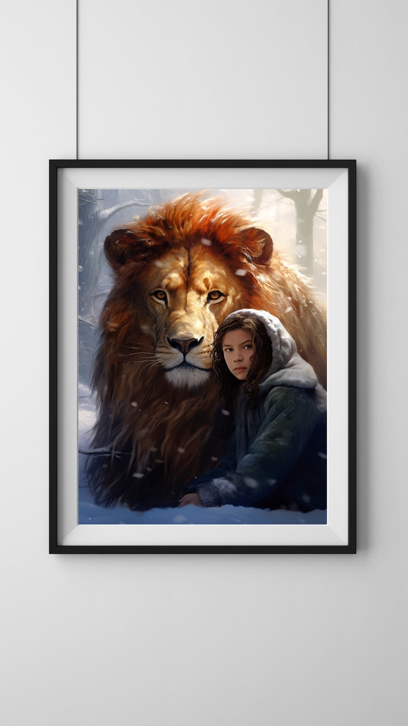 Aslan and Peter, Narnia Digital Poster Art. C.S. Lewis Wall Art ...