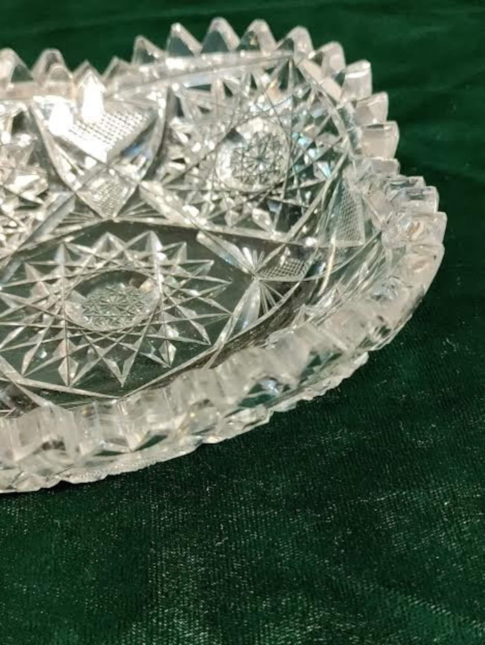 ABP Crystal Cut Sawtooth Candy or Nut Bowl in Stunning Condition - Etsy