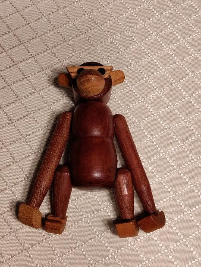 MCM Wooden Articulated Teak Monkey Made in Japan With Jointed Limbs and ...