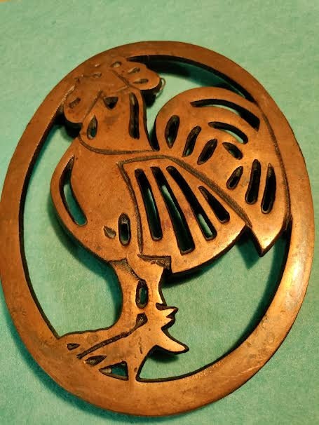 Vintage Coppertone Cast Iron Rooster Trivet From Taiwan 1982 - Etsy