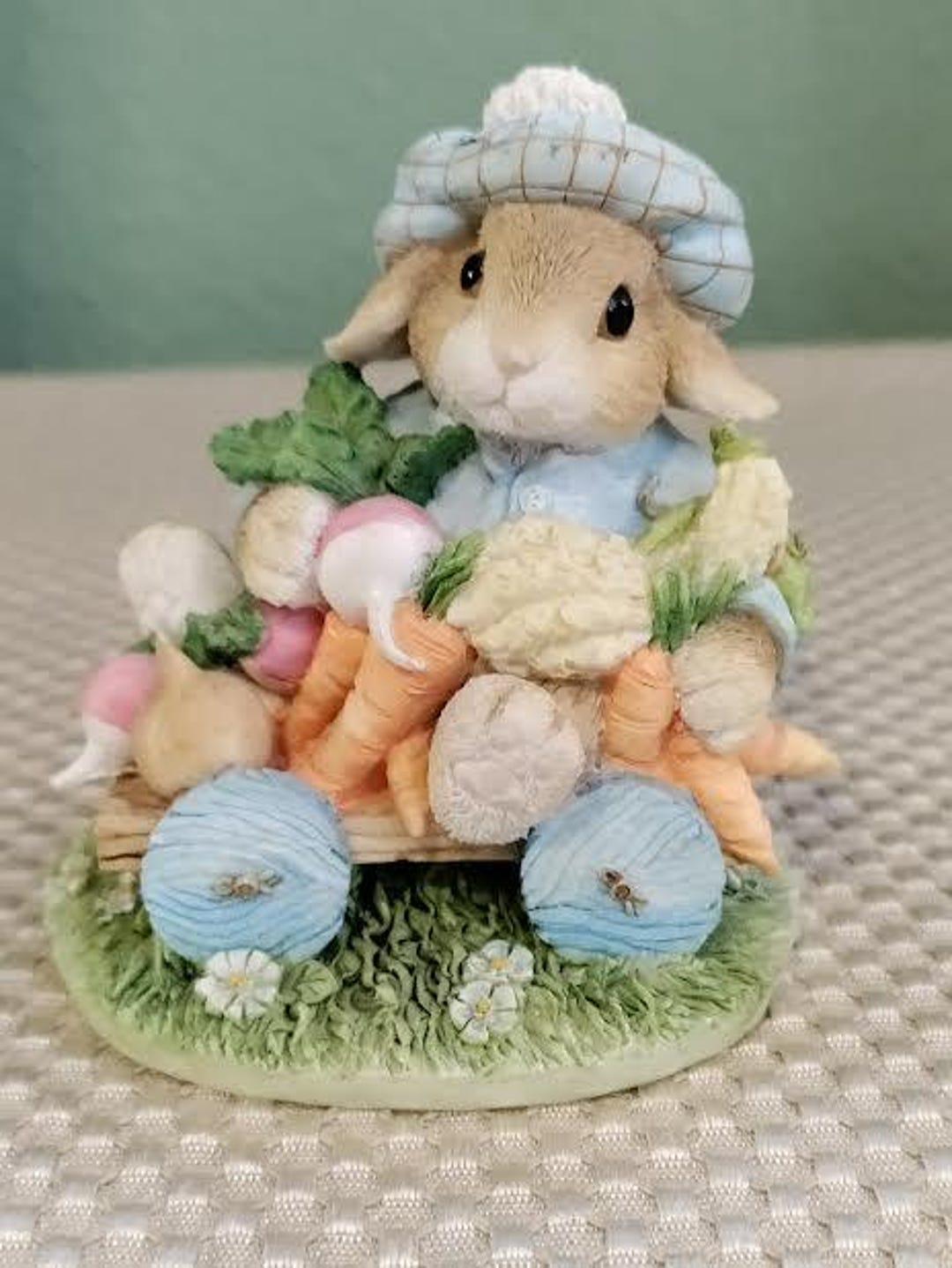 My Blushing Bunnies by Enesco is a Bunny With a Vegetable Cart 1995 - Etsy