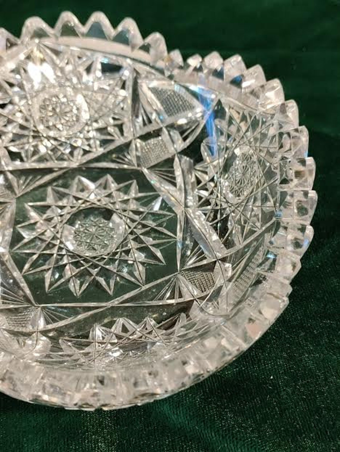ABP Crystal Cut Sawtooth Candy or Nut Bowl in Stunning Condition - Etsy