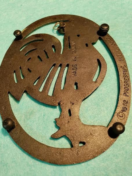 Vintage Coppertone Cast Iron Rooster Trivet From Taiwan 1982 - Etsy