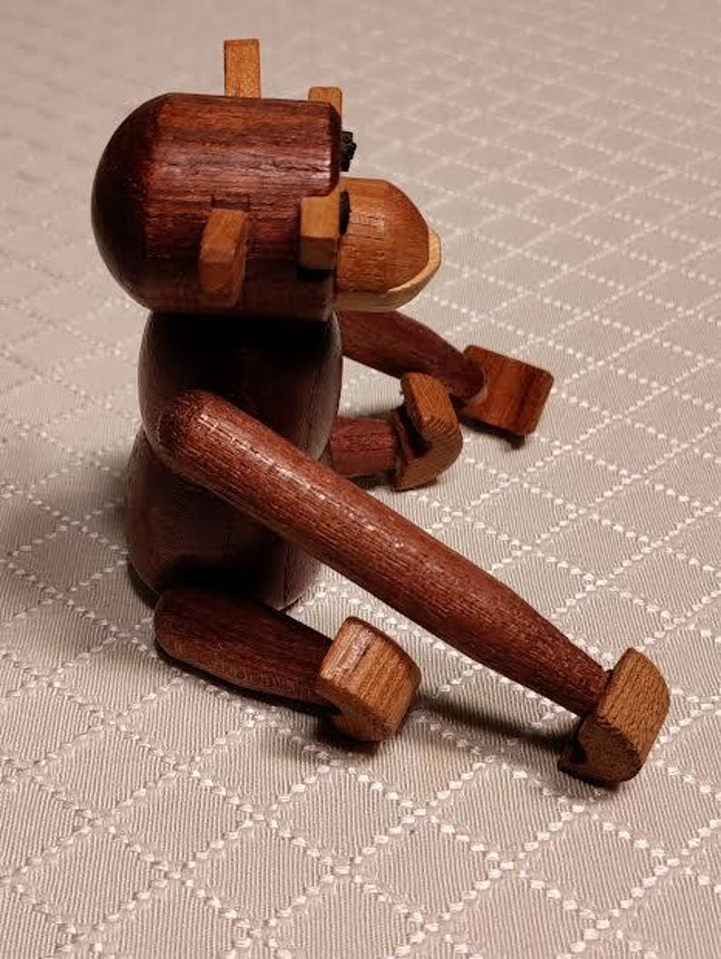 MCM Wooden Articulated Teak Monkey Made in Japan With Jointed Limbs and ...