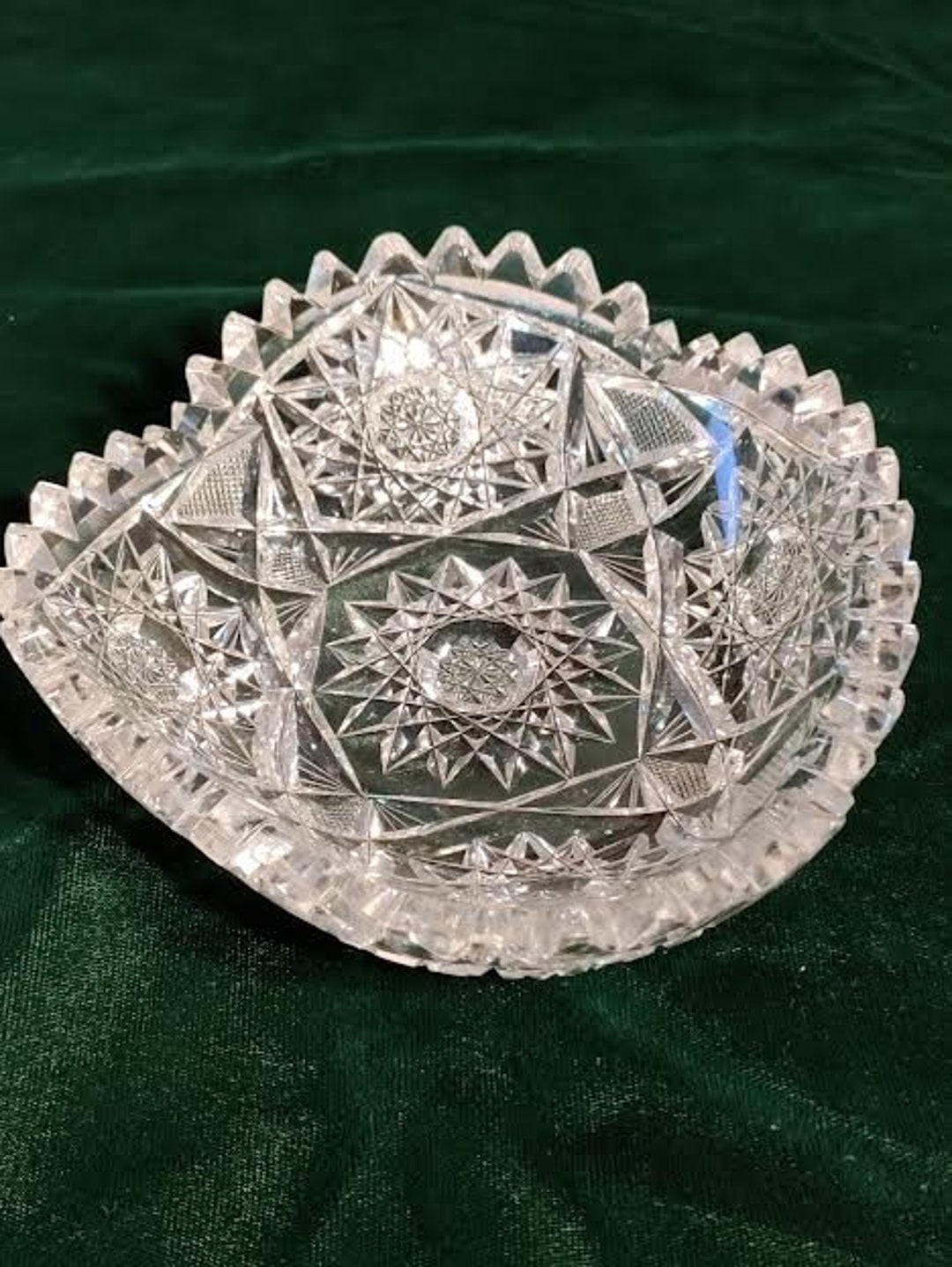 ABP Crystal Cut Sawtooth Candy or Nut Bowl in Stunning Condition - Etsy
