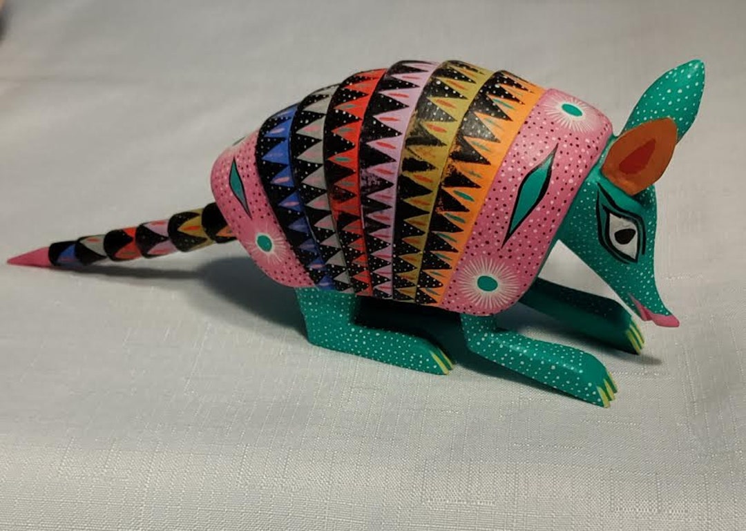 Colorful Folk Art Armadillo Hand-carved and Hand-painted by Artist ...