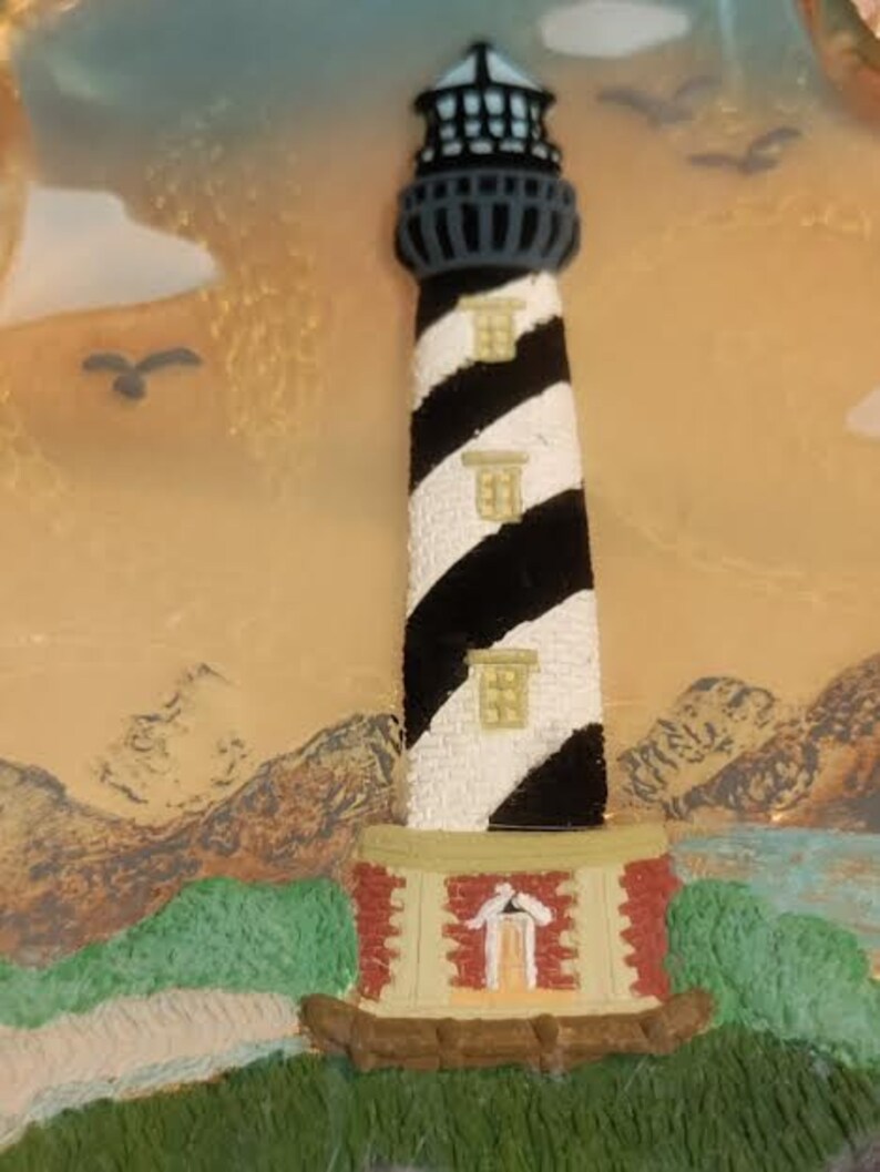 Vintage Lucite Lighthouse Reverse Painted Art Piece - Etsy