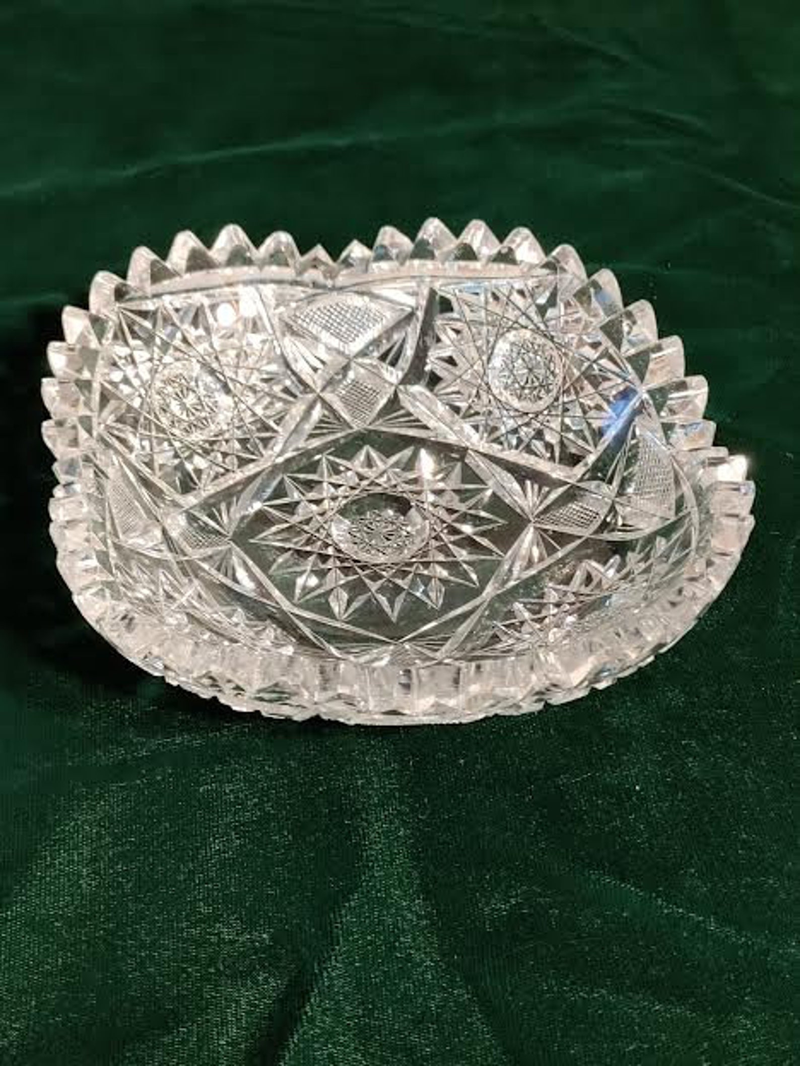 ABP Crystal Cut Sawtooth Candy or Nut Bowl in Stunning Condition - Etsy