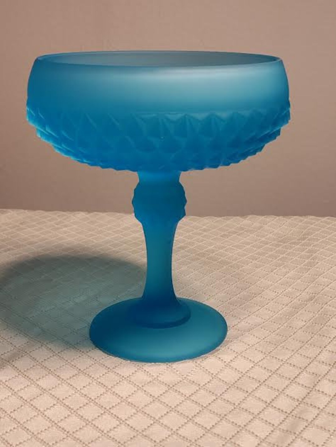 Frosted Blue Indiana Glass Compote Dish - Etsy