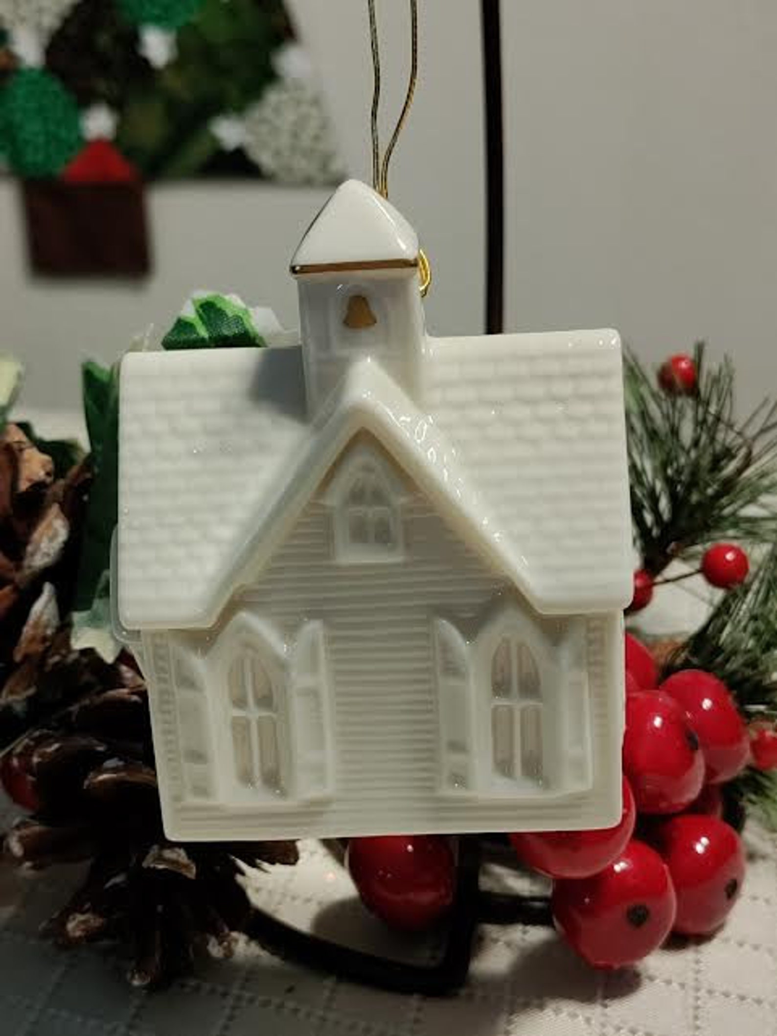 Christmas! Vintage Porcelain Lenox Christmas Ornament of a Village ...