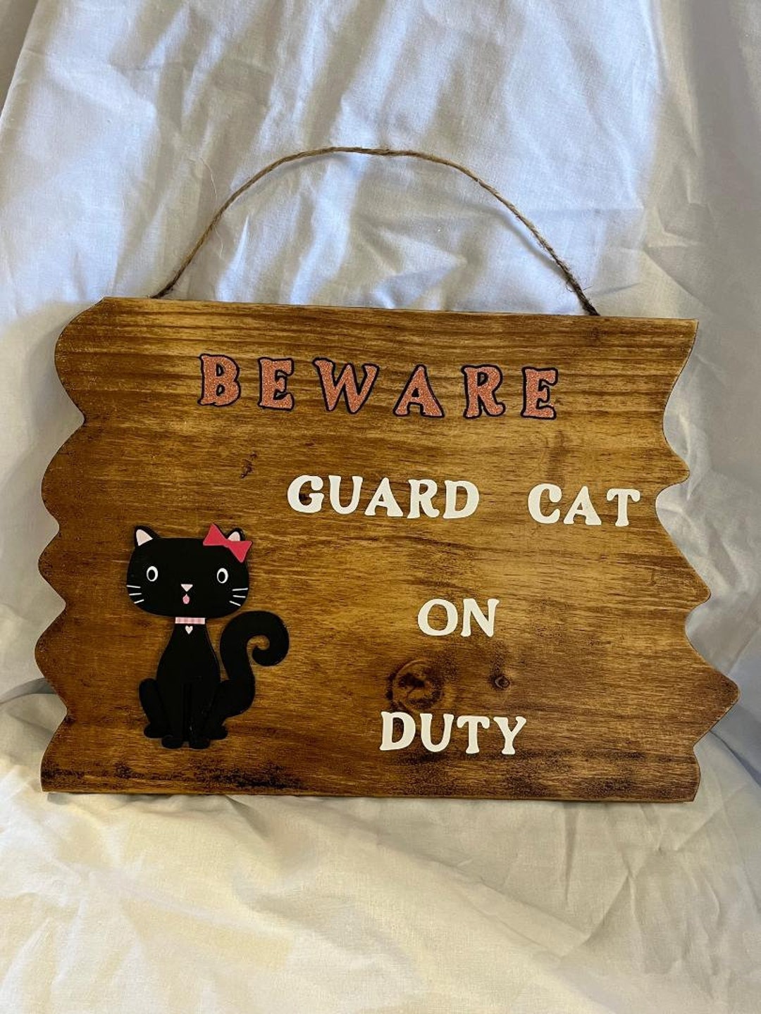 Cat Wood Sign That Reminds Everyone to Beware - Etsy