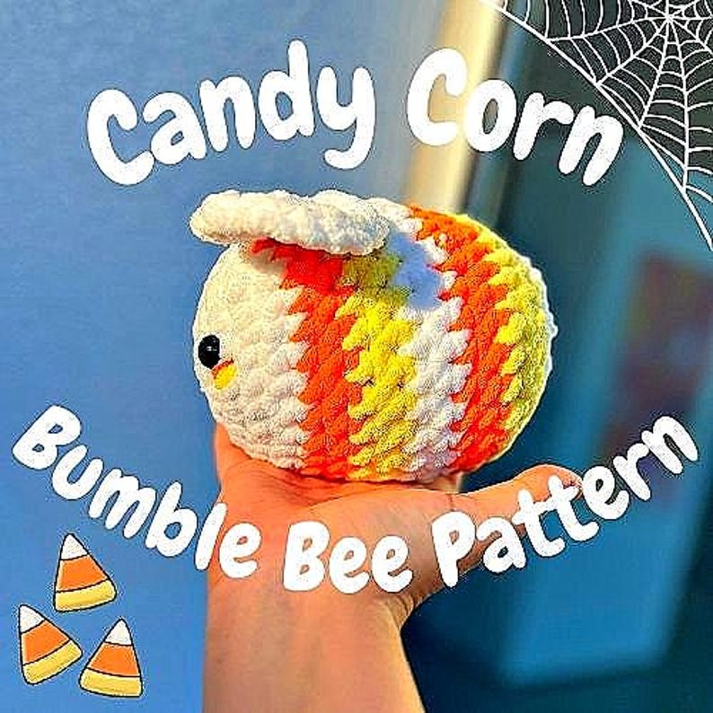 Candy Corn Bumble Bee Crochet Pattern | Halloween Crochet Pattern - Etsy
