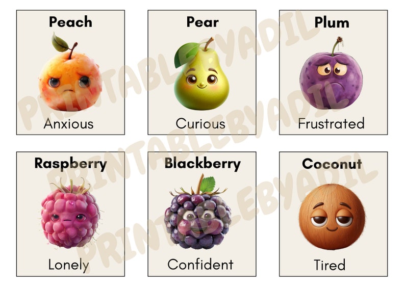 24 Printable Fruit Flashcards for Kids, Fruits & Funny Realistic ...