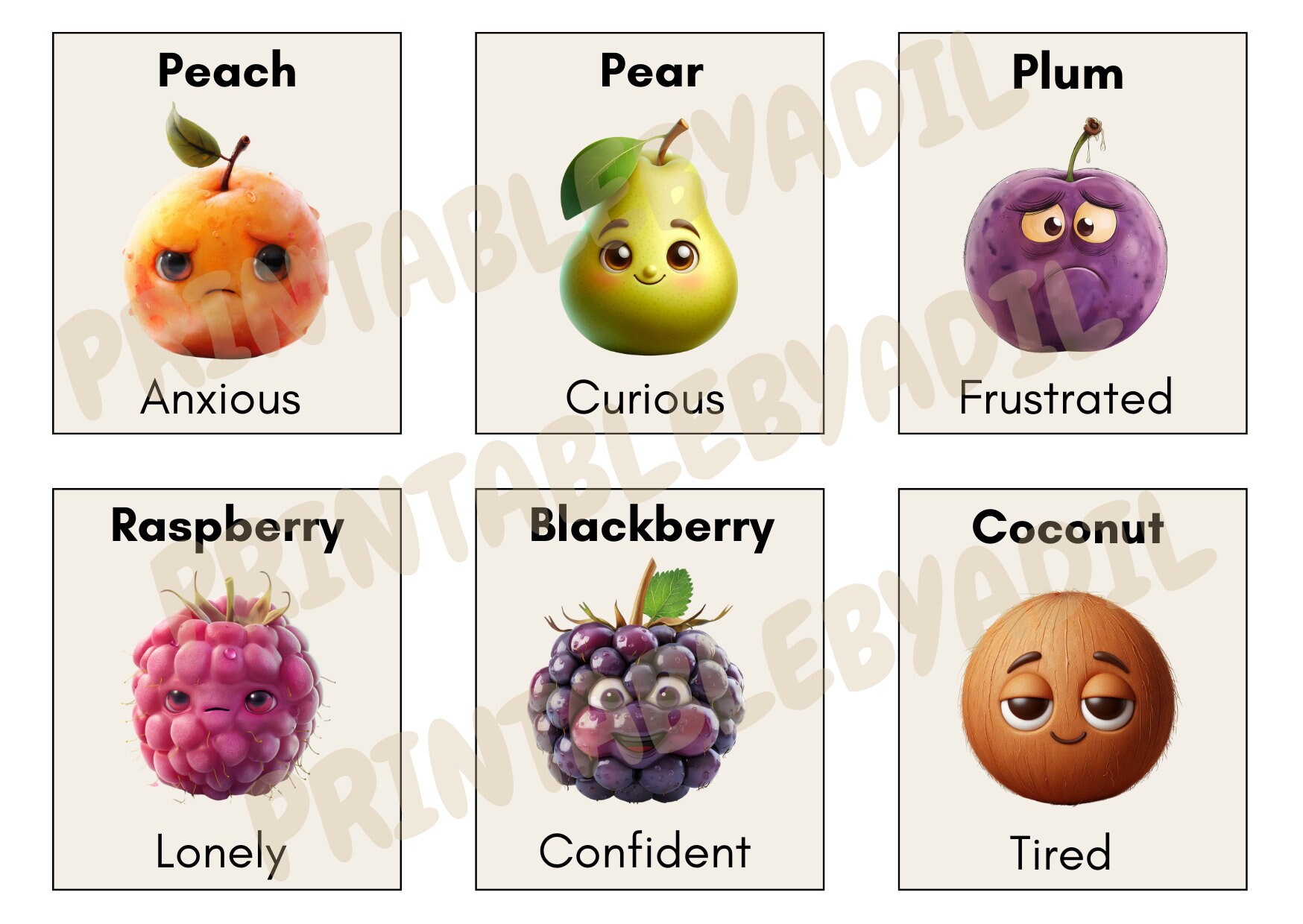 24 Printable Fruit Flashcards for Kids, Fruits & Funny Realistic ...