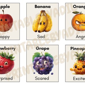 24 Printable Fruit Flashcards for Kids, Fruits & Funny Realistic ...