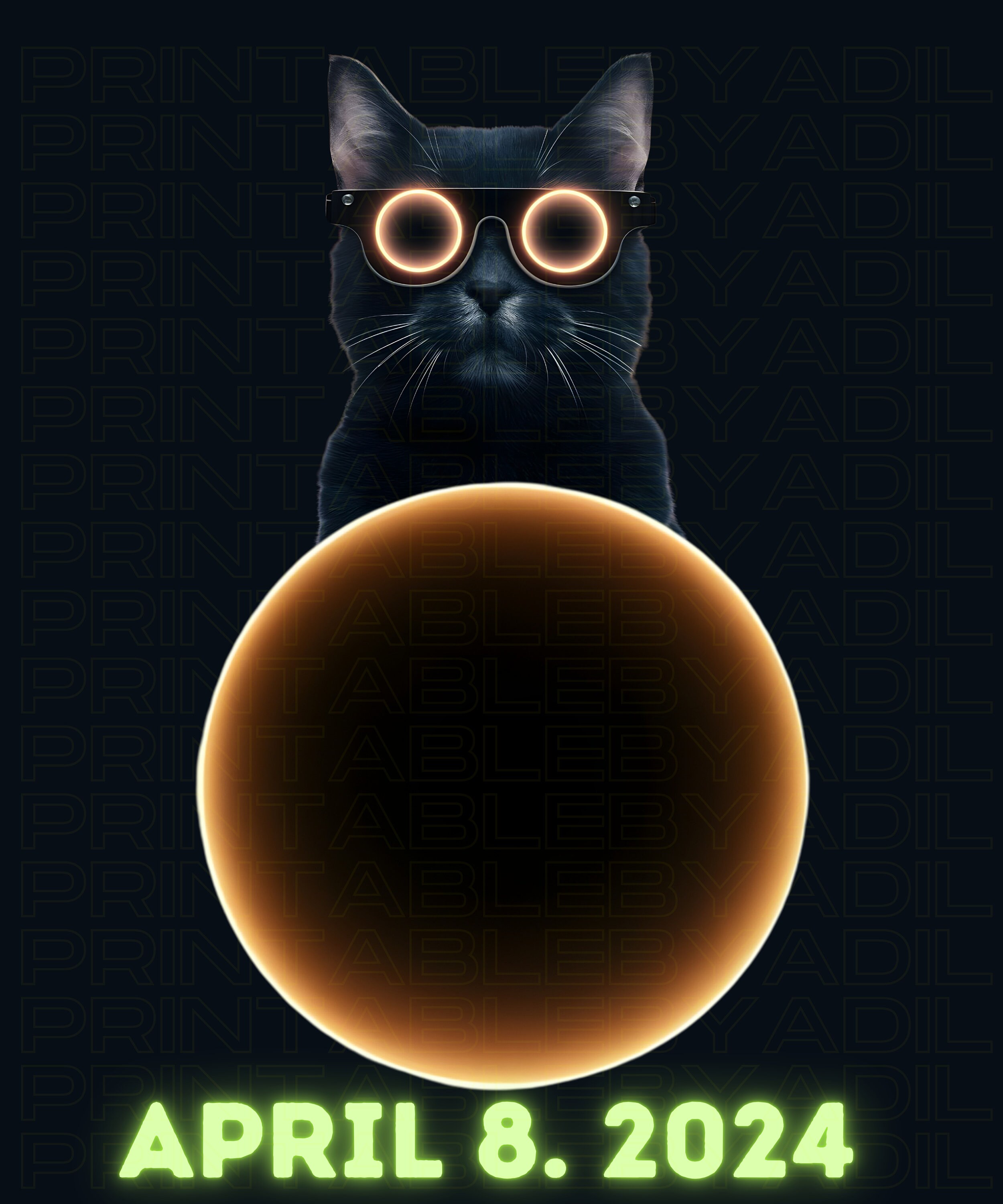 Funny Cat Watching Solar Eclipse, Path of Totality Tee, April 8, 2024 ...