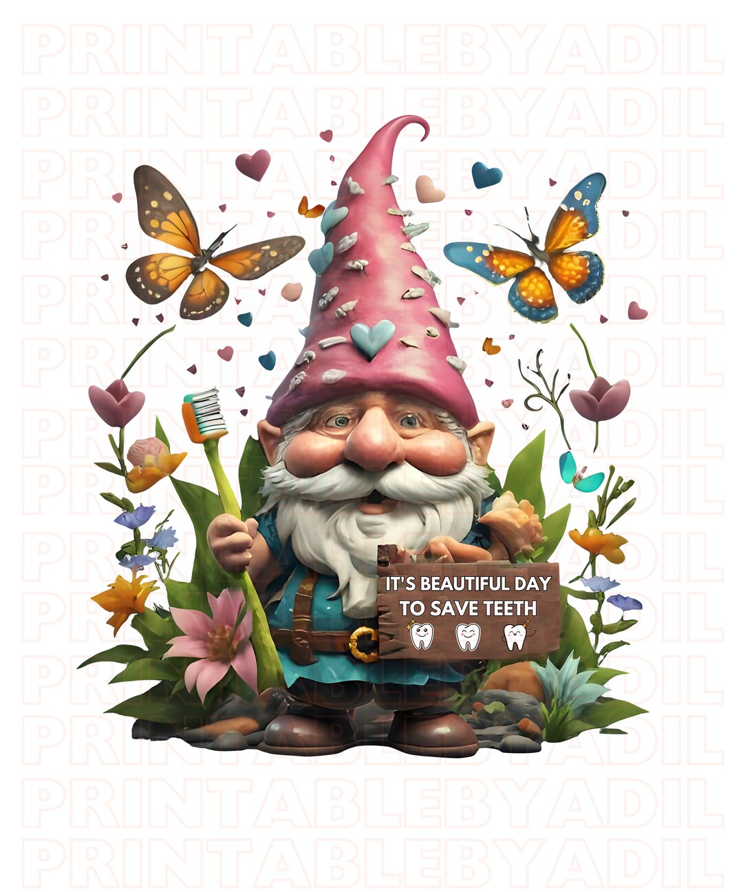 It's A Beautiful Day to Save Teeth Dentist Gnome Png, Dental Love Png ...
