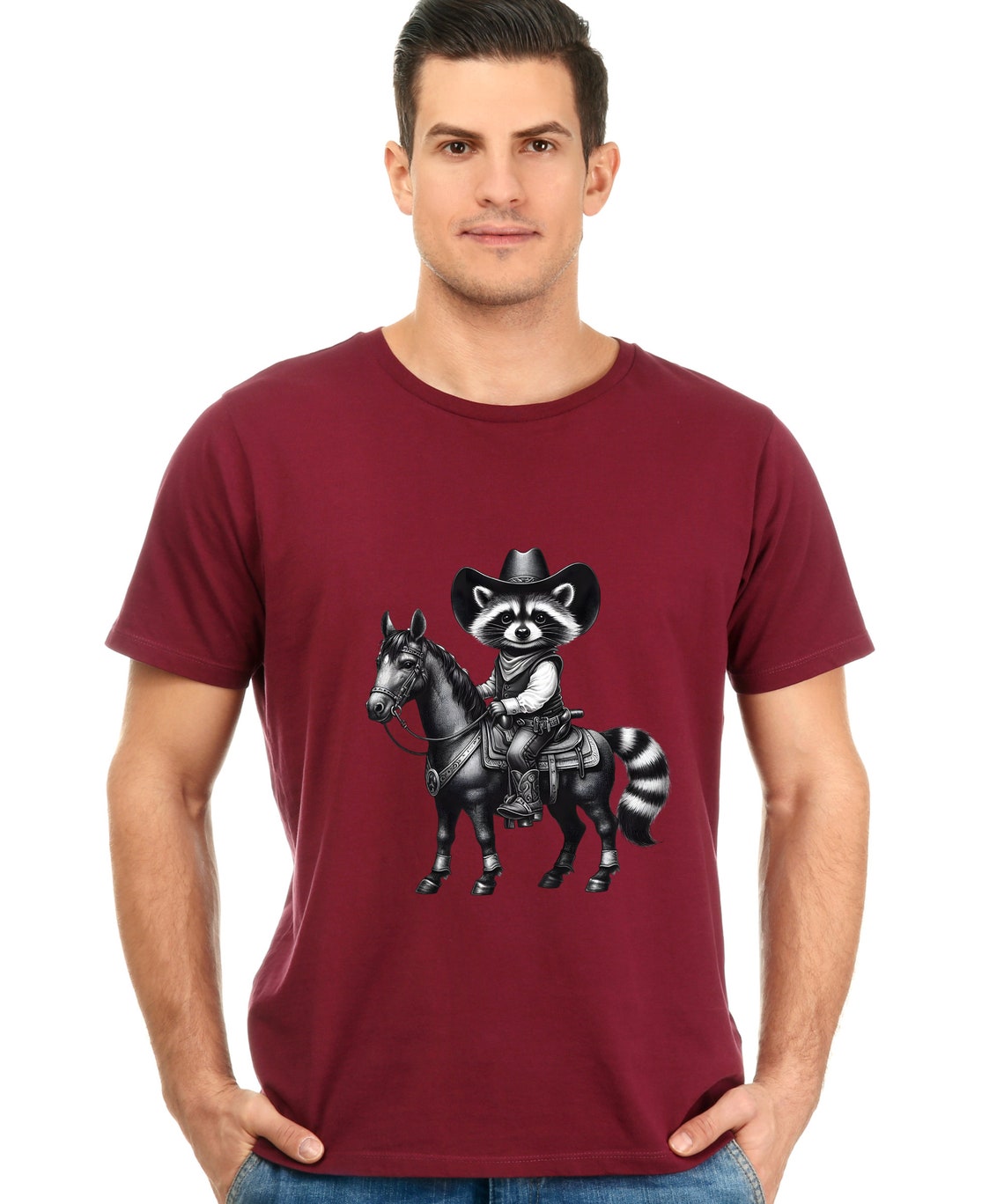 Cowboy Raccoon Riding A Horse PNG Funny Western Shirt Cowboy Raccoon ...