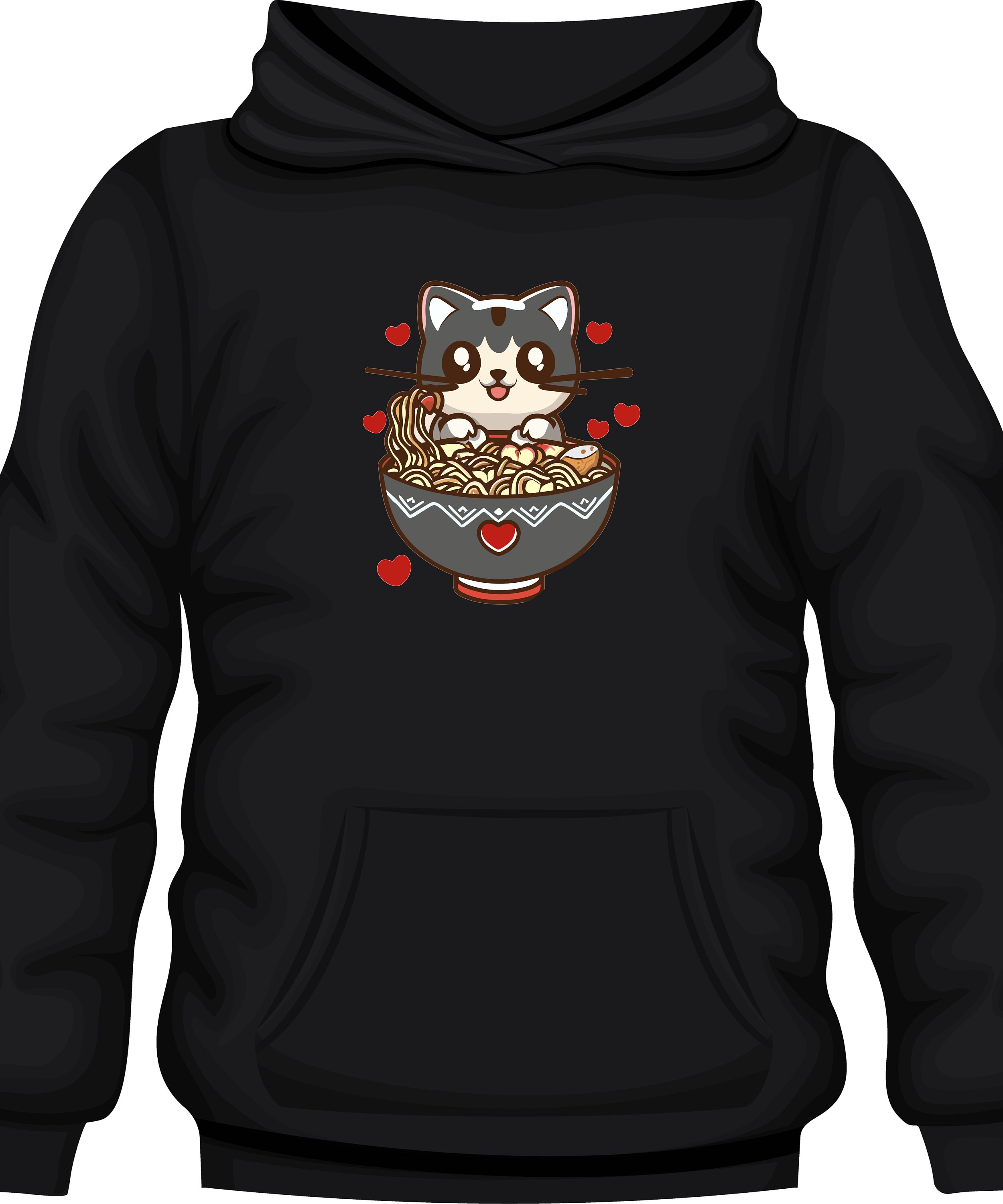 Anime Cat Eating Ramen Noodles,ramen Bowl,cute Cat Gifts, Cat Lover ...