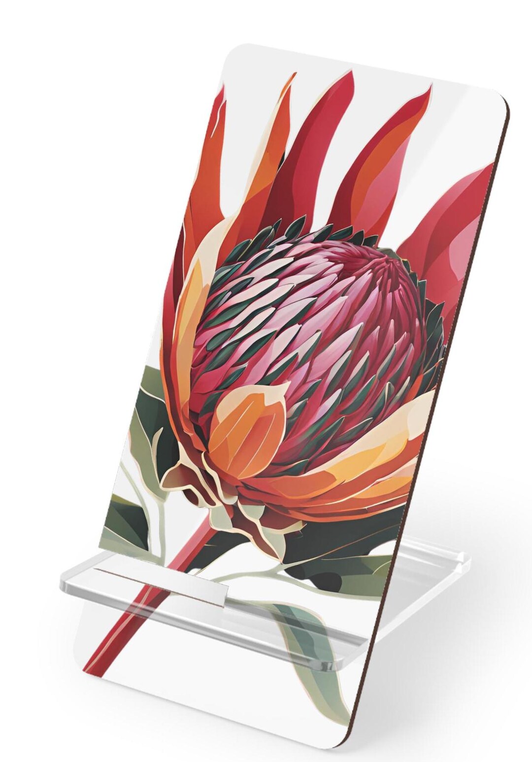 Phone Stand, Protea Flower Design, Bold South Africa Fynbos Decor ...
