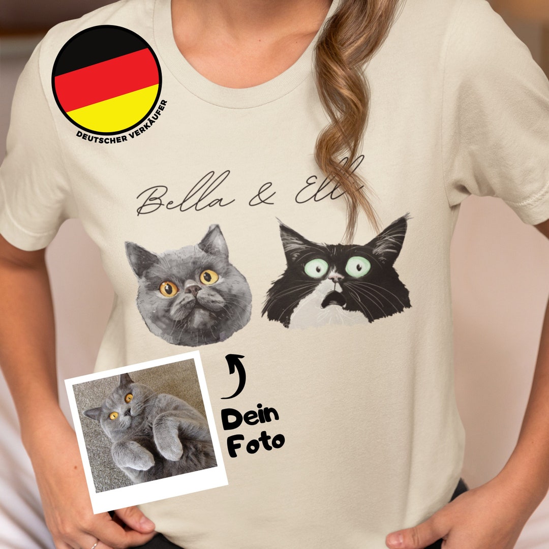 Custom Pet Shirt Pet Photo Name Custom Funny Cartoon Cat Shirt ...