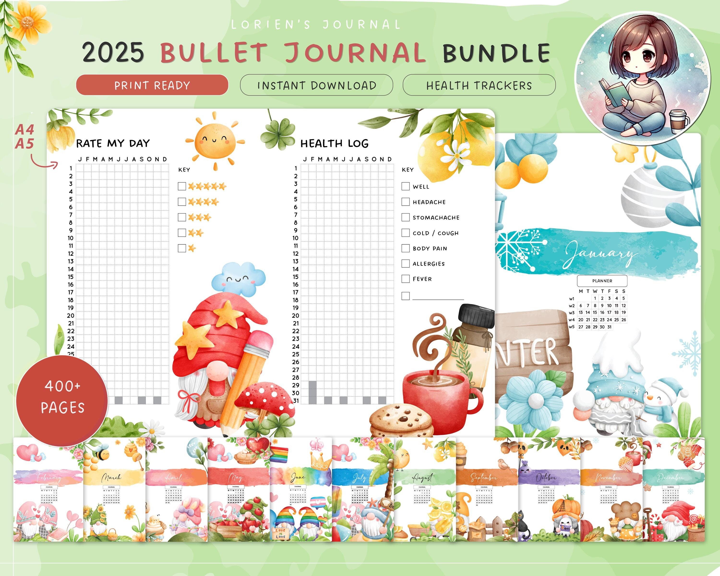 Lorien's 2025 Bullet Journal Bundle Premade Journal Pages Journal Template Printable Digital ...