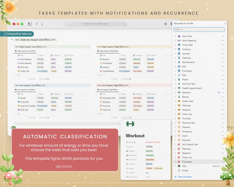 ADHD Notion Template Planner & Focus Page With Timer | to Do List ...
