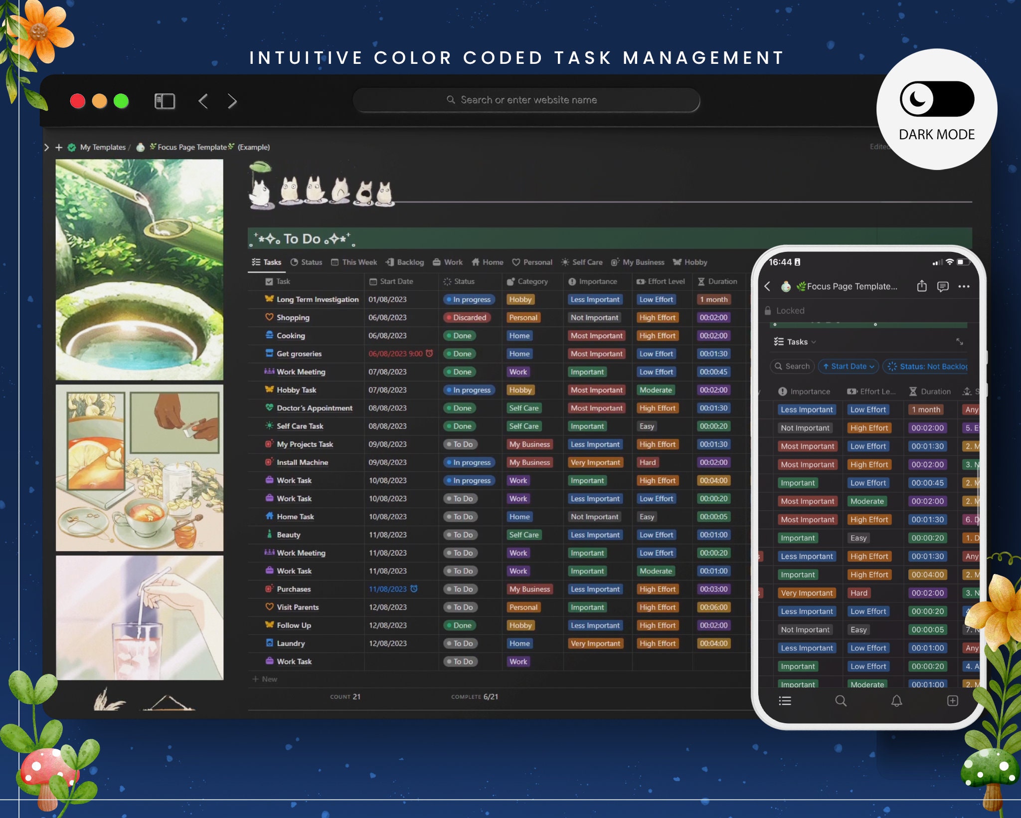 ADHD Notion Template Planner & Focus Page With Timer to Do List ...