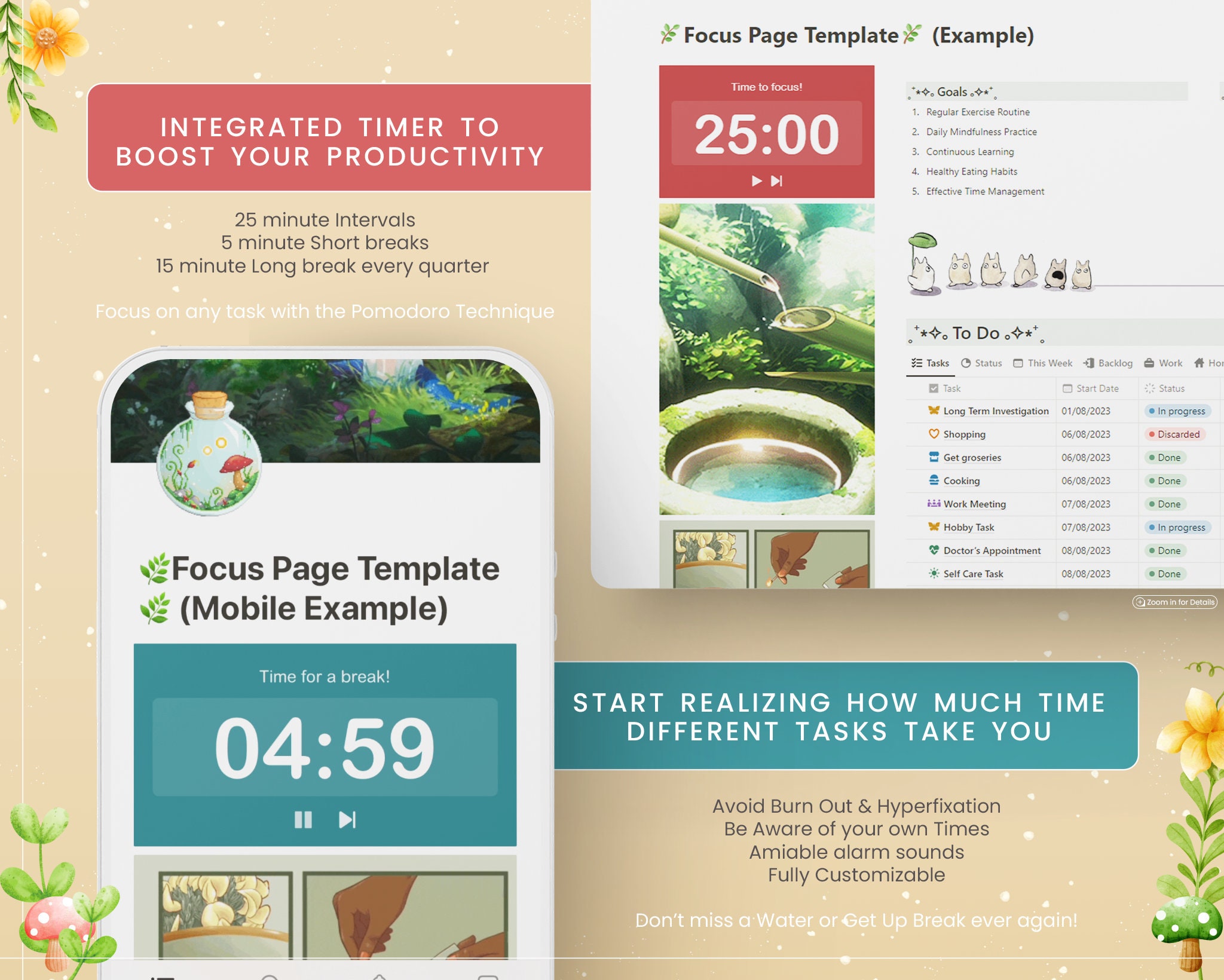 ADHD Notion Template Planner & Focus Page With Timer to Do List Animated Aesthetic for ...
