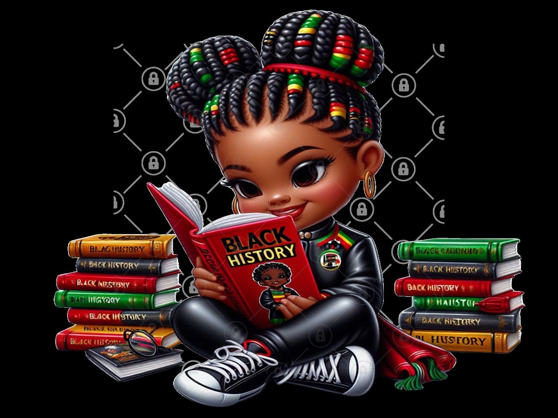 Black History Art: African American Girl Reading (digital Art) - Etsy