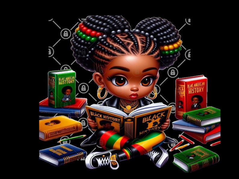 Black History Art: African American Girl Reading (digital Art) - Etsy