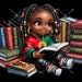 Black History Art: African American Girl Reading (digital Art) - Etsy
