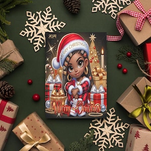 African American Christmas Card Template, Merry Christmas, Children ...