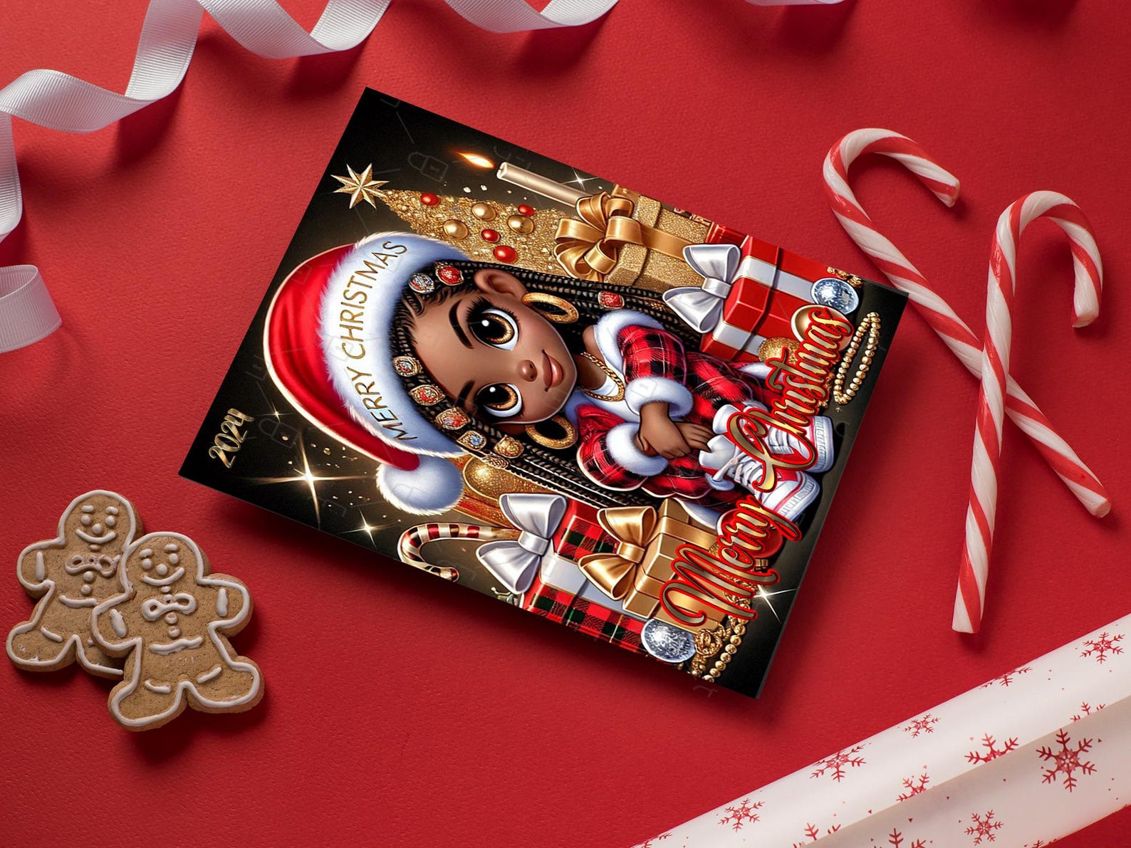 African American Christmas Card Template, Merry Christmas, Children ...