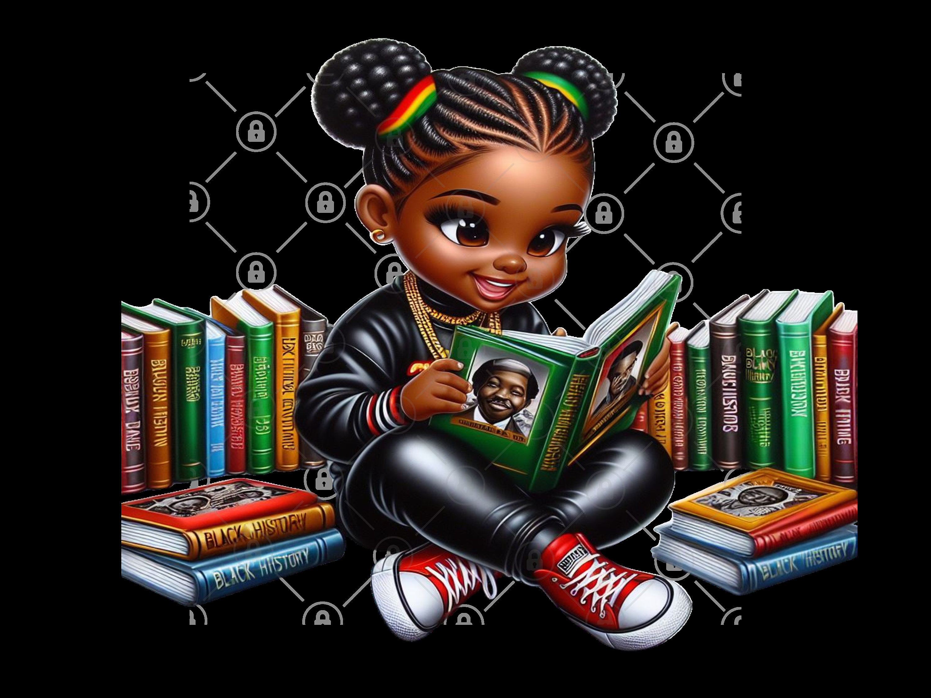 Black History Art: African American Girl Reading (digital Art) - Etsy