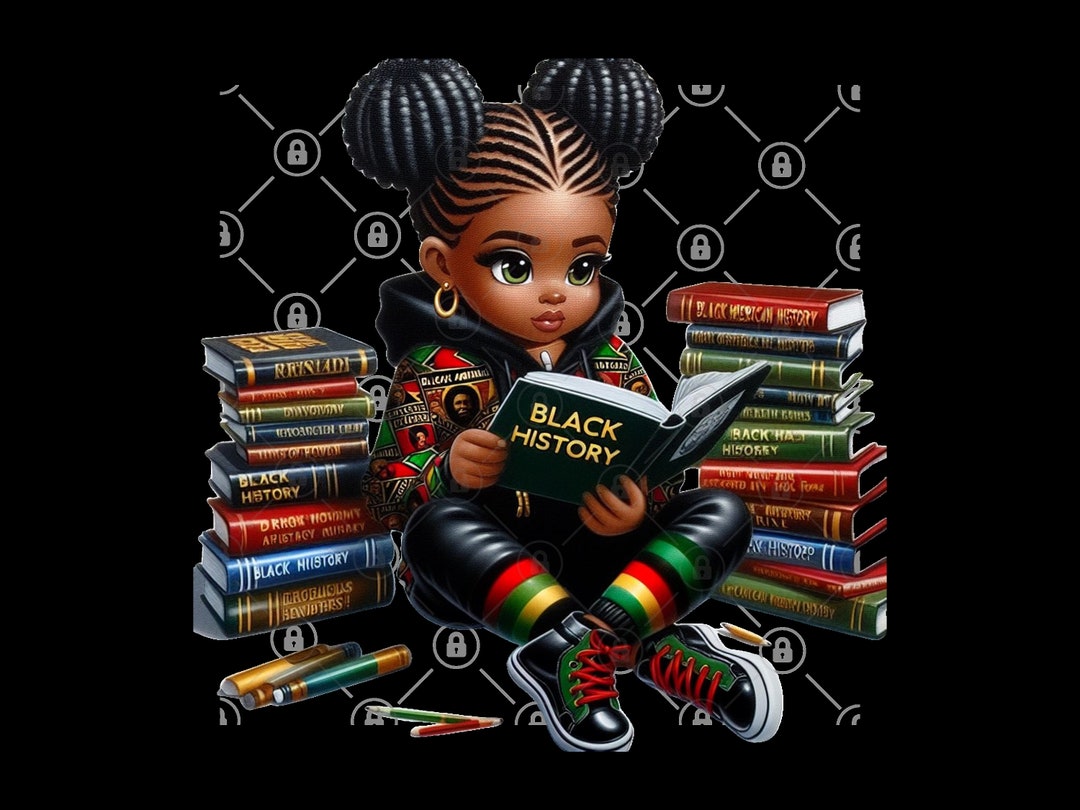Black History Art: African American Girl Reading (digital Art) - Etsy