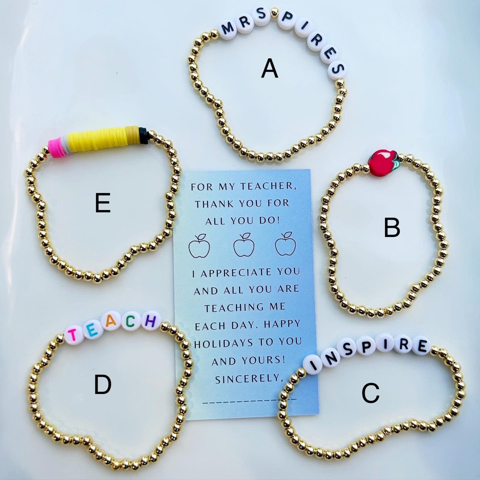 Personalized Teacher Bracelet & Stack - Etsy