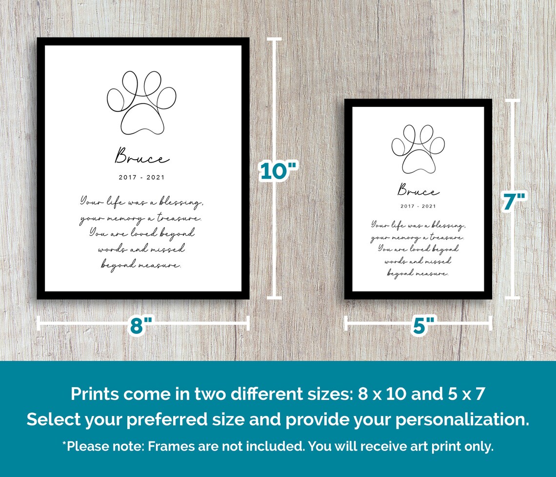 Custom Pet Memorial Print | Pet Memorial Quote Wall Art | Personalized ...