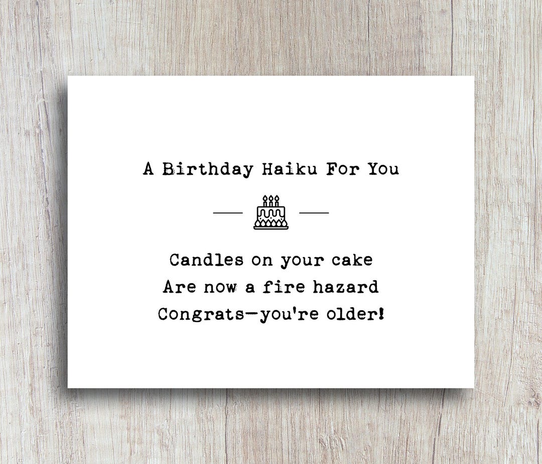 Funny Birthday Haiku Card: "congrats—you’re Older!" - Etsy