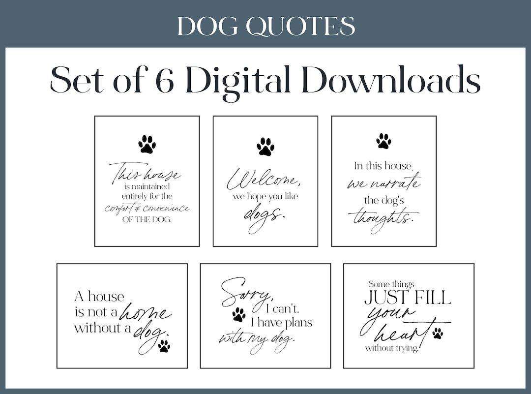 Dog Lovers Quote Set, Dog Quote Prints, Dog Quotes, Home Decor Wall Art ...